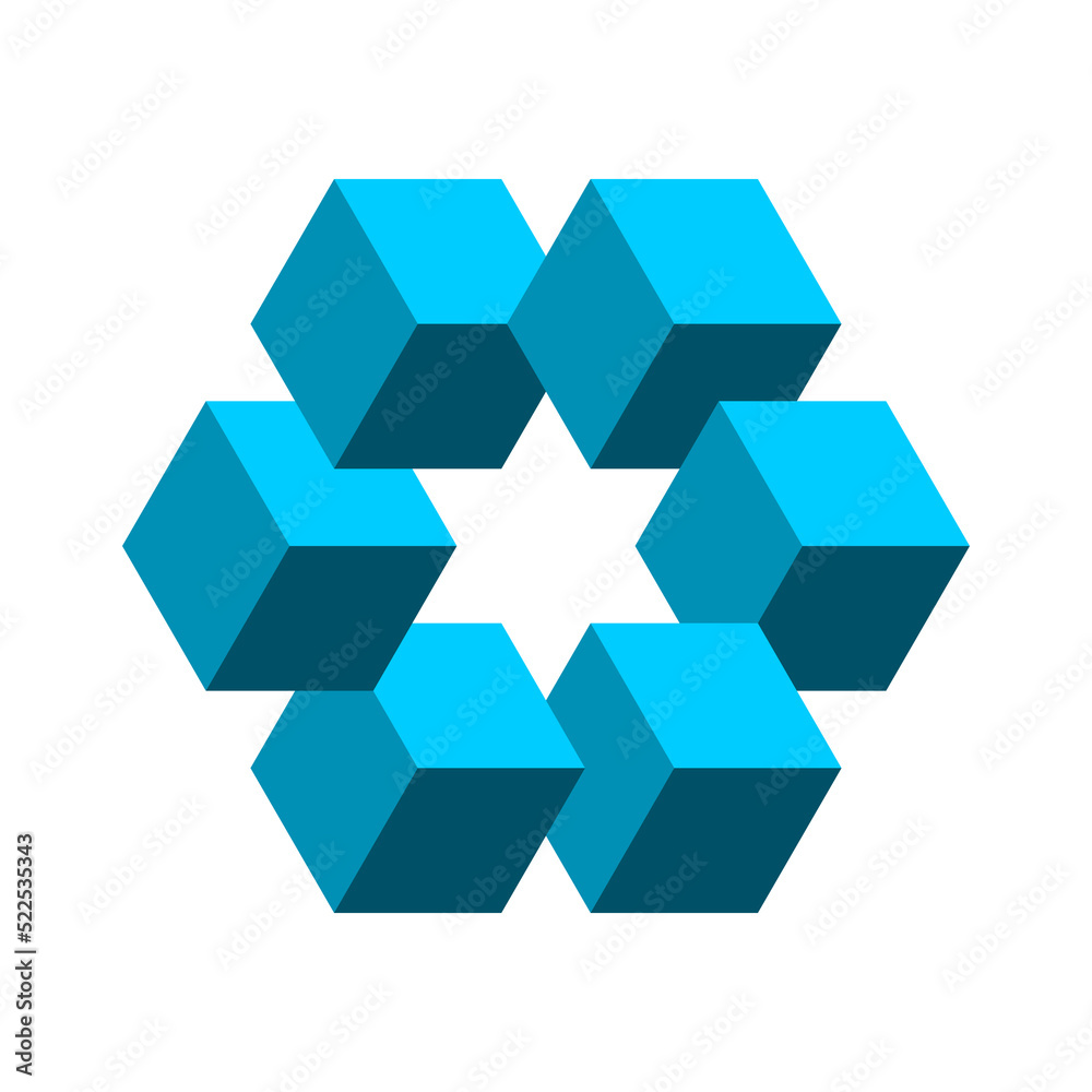 Impossible shape made of cubes with a star in the middle. Sacred ...