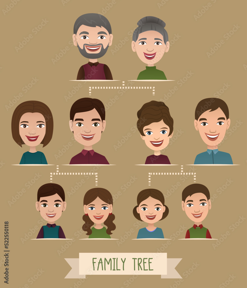 Big family tree with people avatar icons vector illustration ...