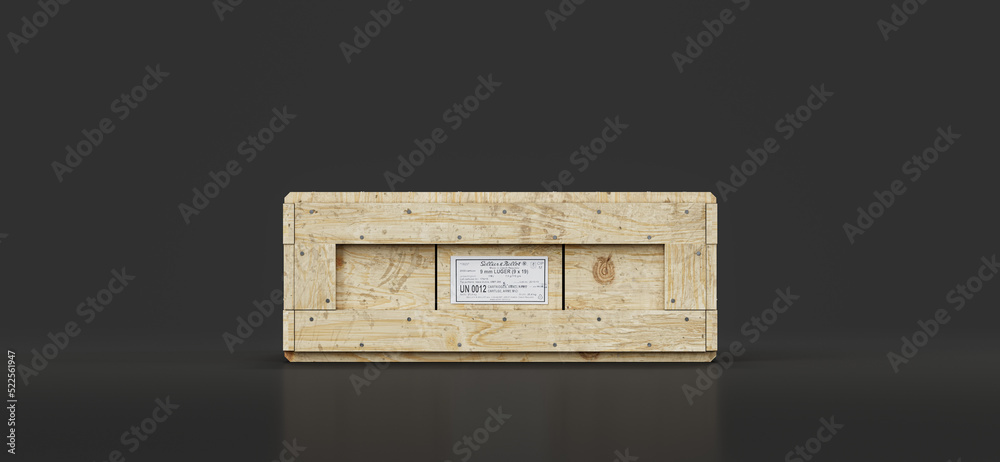 Isolated military wooden crate for ammunition and military arsenal ...