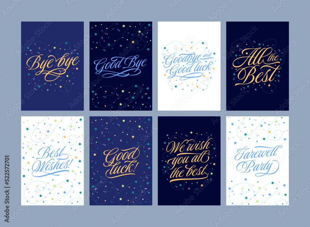 Farewell party card. Goodbye poster, we wish you all the best lettering ...
