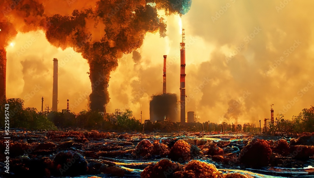 Environmental pollution. Painted portrait. Stock Illustration | Adobe Stock