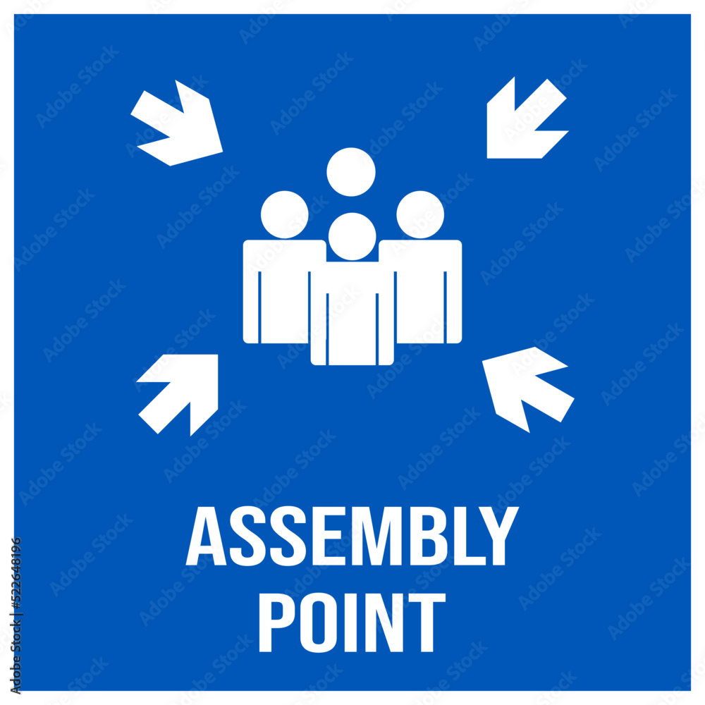 assembly point with symbol - evacuation sign Stock Vector | Adobe Stock
