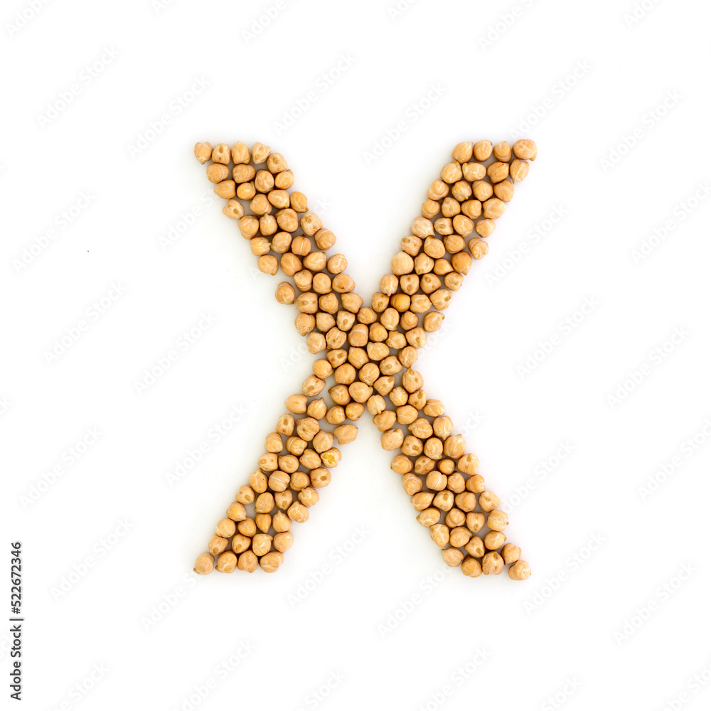 Capital letter X made from chickpea beans. Dry chick pea font. Alphabet ...