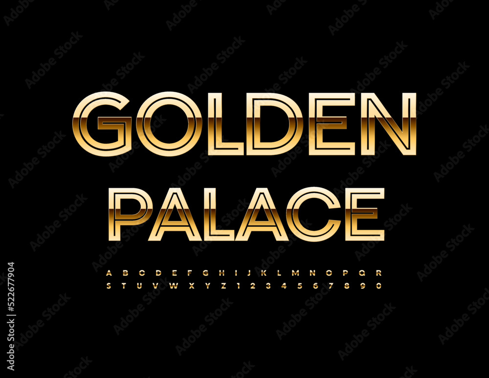 Vector premium banner Golden Palace. Creative luxury Font. Elite ...