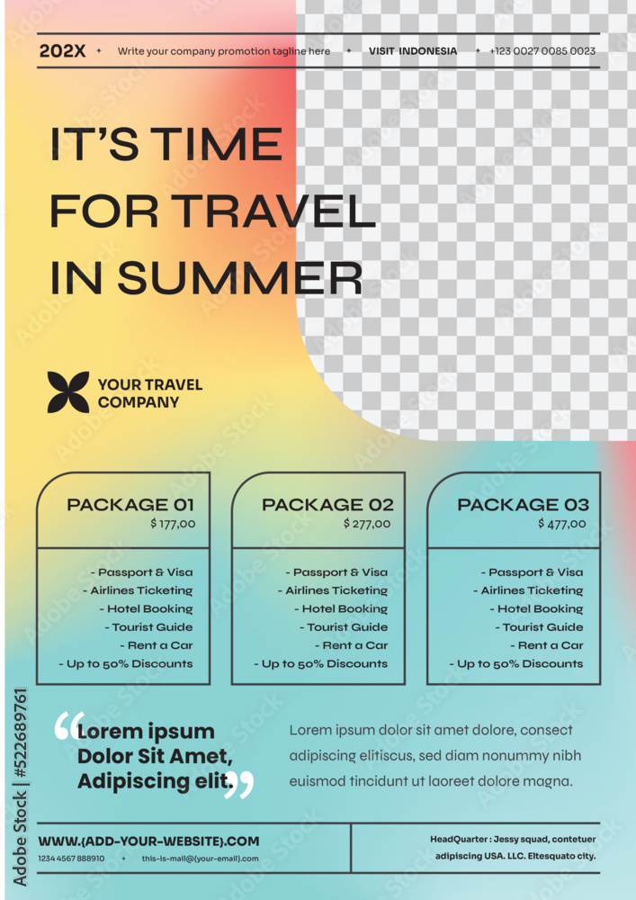 Gradient Mesh Style for Summer Vacation Vibes Flyer Templates in A4 ...
