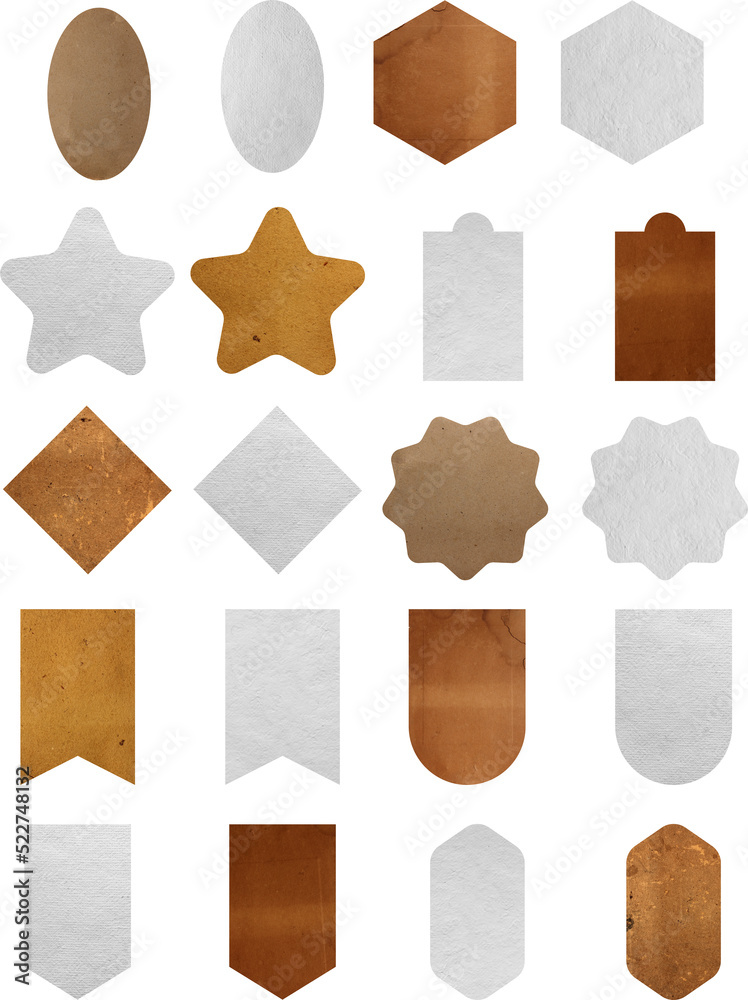 Paper blank labels note paper texture background, isolated Clipping ...