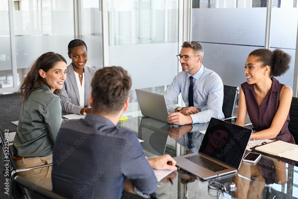 Group of business people in meeting working together Stock Photo ...