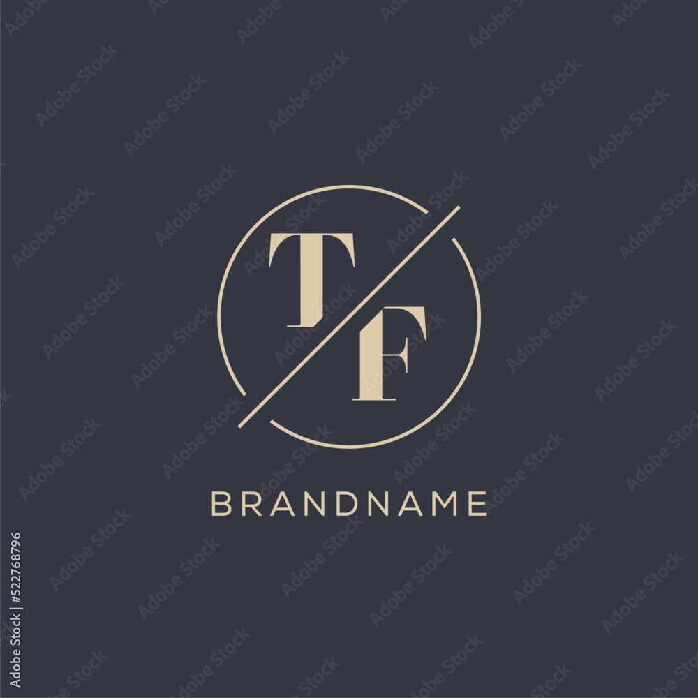 Initial letter TF logo with simple circle line, Elegant look monogram ...