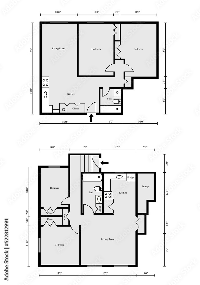 Ilustración de Stock Autocad drawing. Floor plan. Interior. 2d floor ...