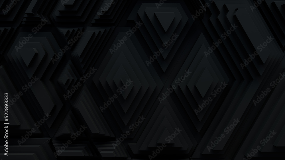 Black, Tech Background with a Geometric 3D Structure. Dark, Stepped ...