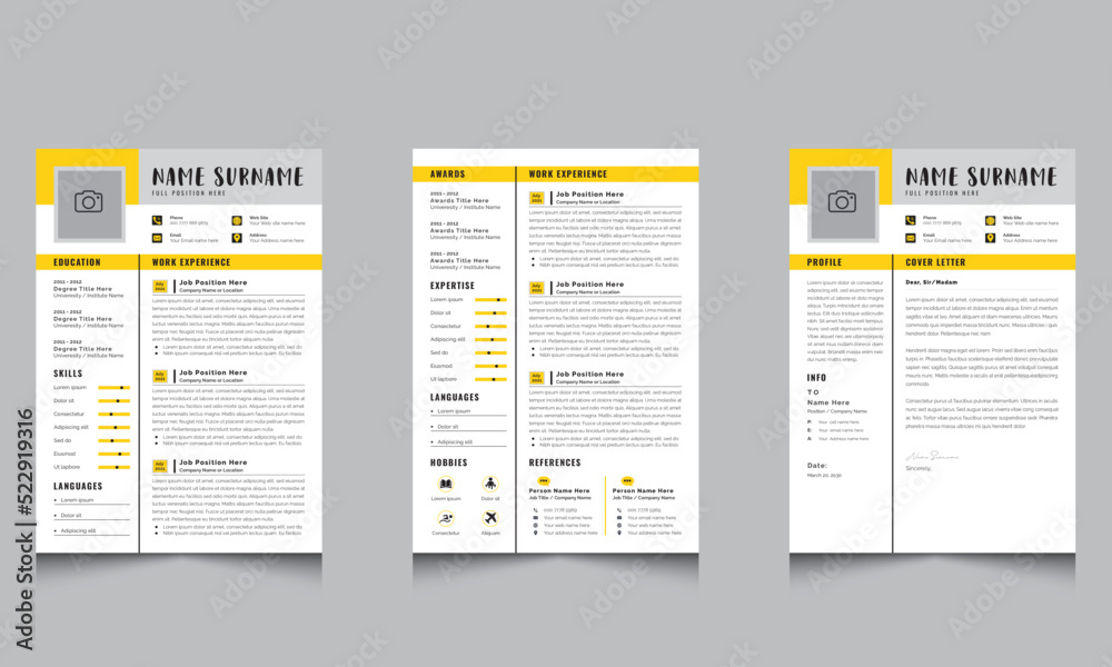 Professional Resume Layout and Cover Letter with Modern CV Templates ...