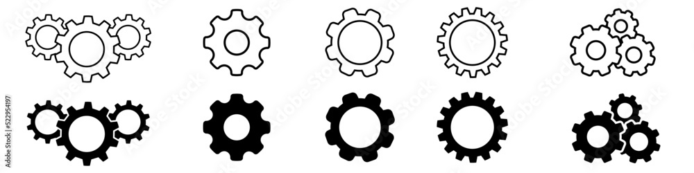Gear icon vector set. Mechanics icon vector set. Engineering symbol or ...