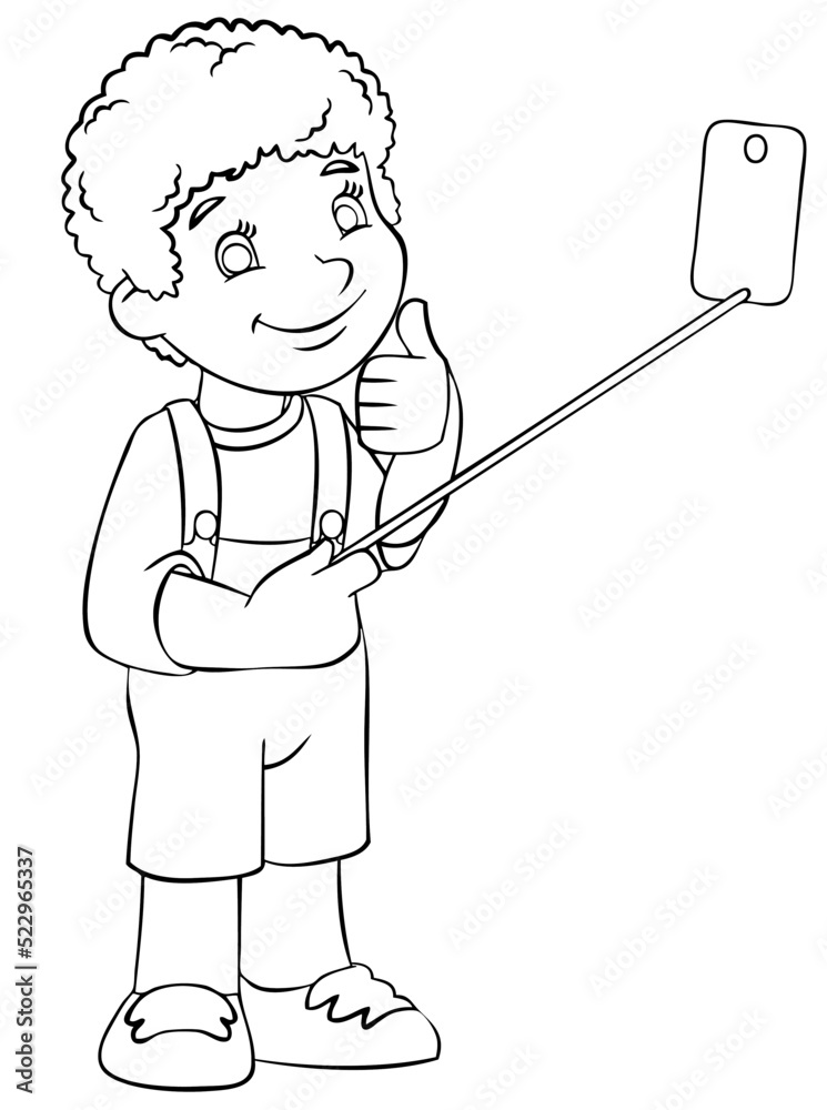Cartoon boy for coloring page. Stock Vector | Adobe Stock