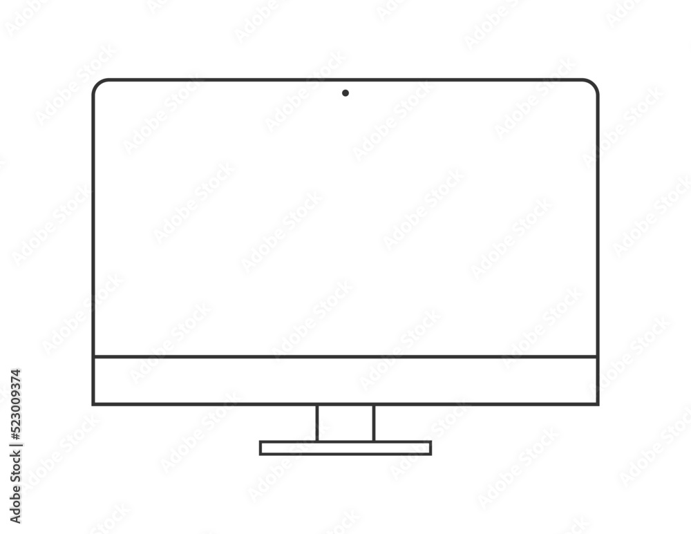 Computer frame realistic line design. Stock Vector | Adobe Stock