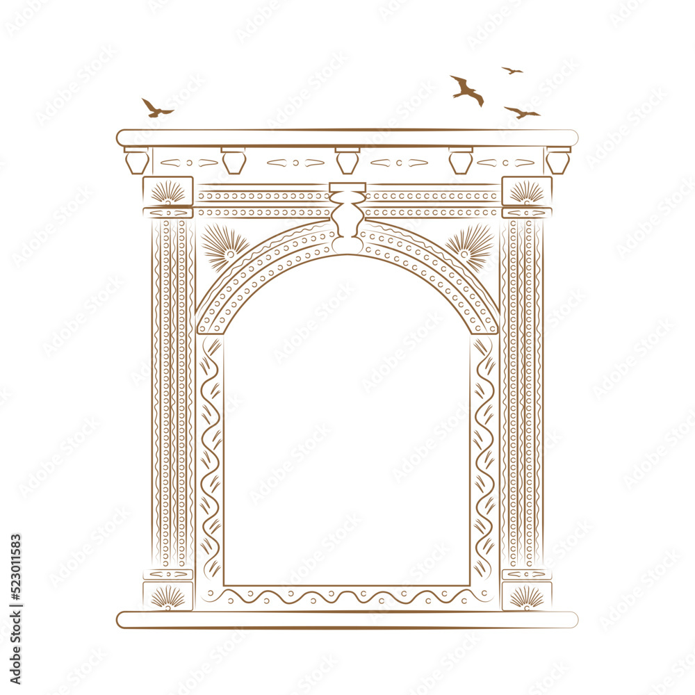 Jharokha vector illustration. Window architecture illustration ...