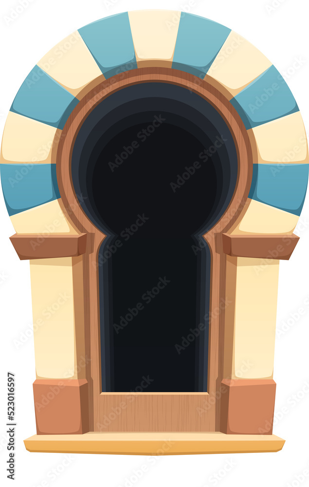 Arabic arched window, cartoon vector mosque portal 素材庫插圖 | Adobe Stock