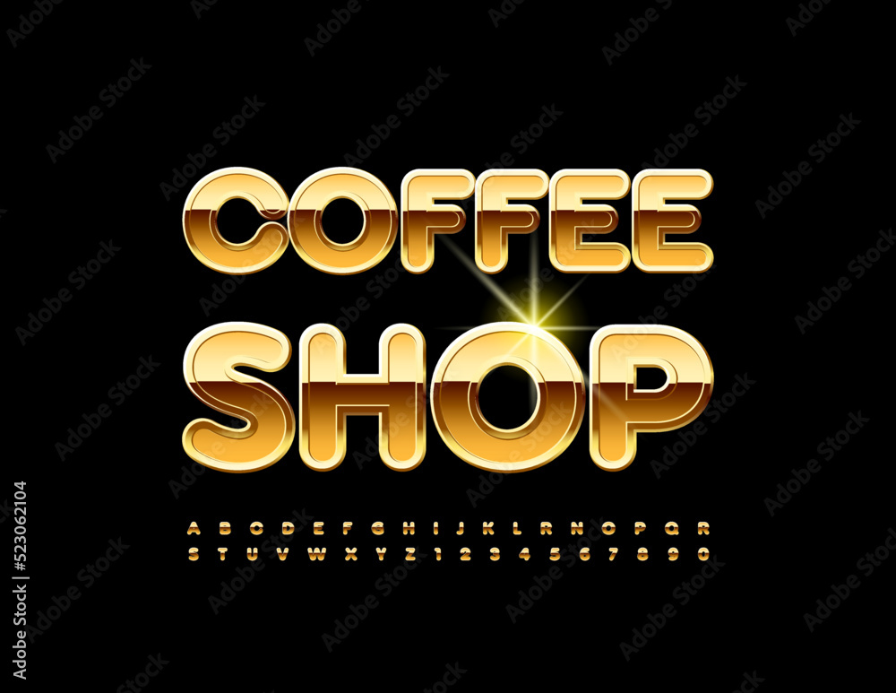 Vector premium Emblem Coffee Shop. Chic Gold Font. Elegant Alphabet ...