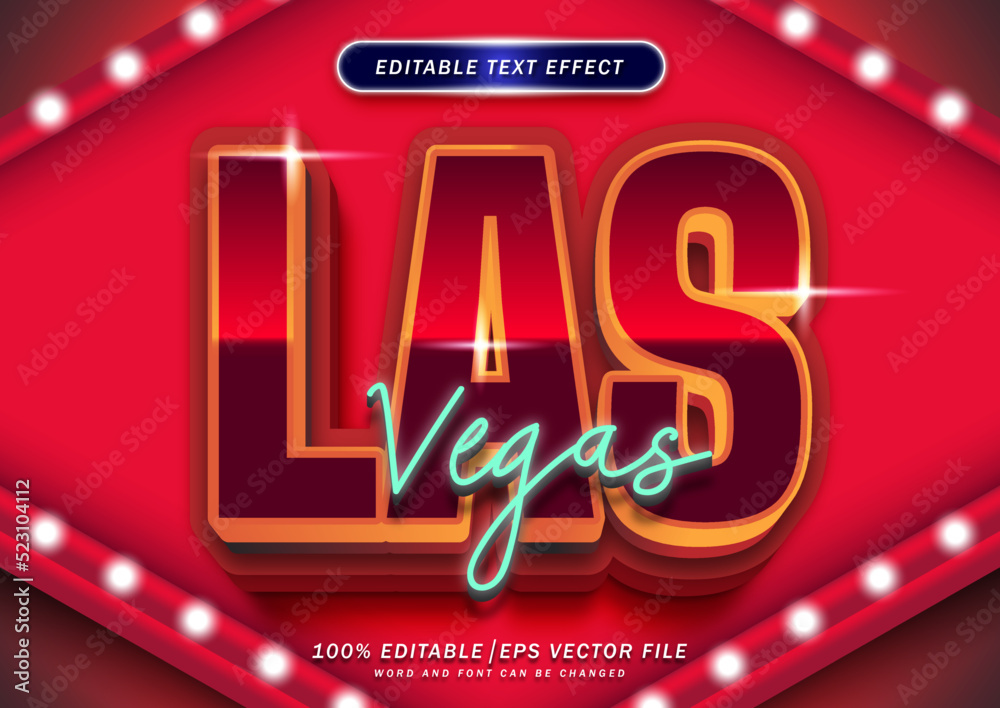 Las vegas text style effect. 3d Cartoon text effect editable. Stock ...