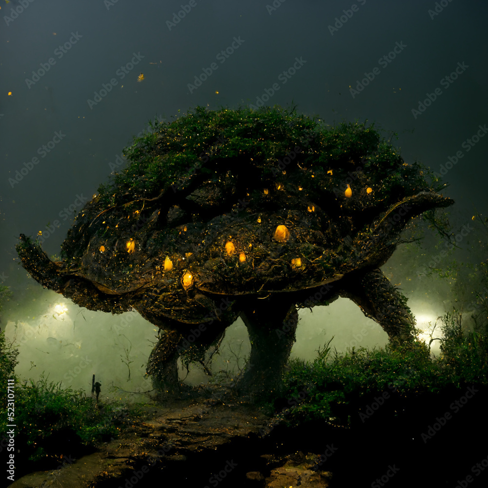 Very Old Giant Turtle Like Creature Walking Trough Morrowind Stock ...
