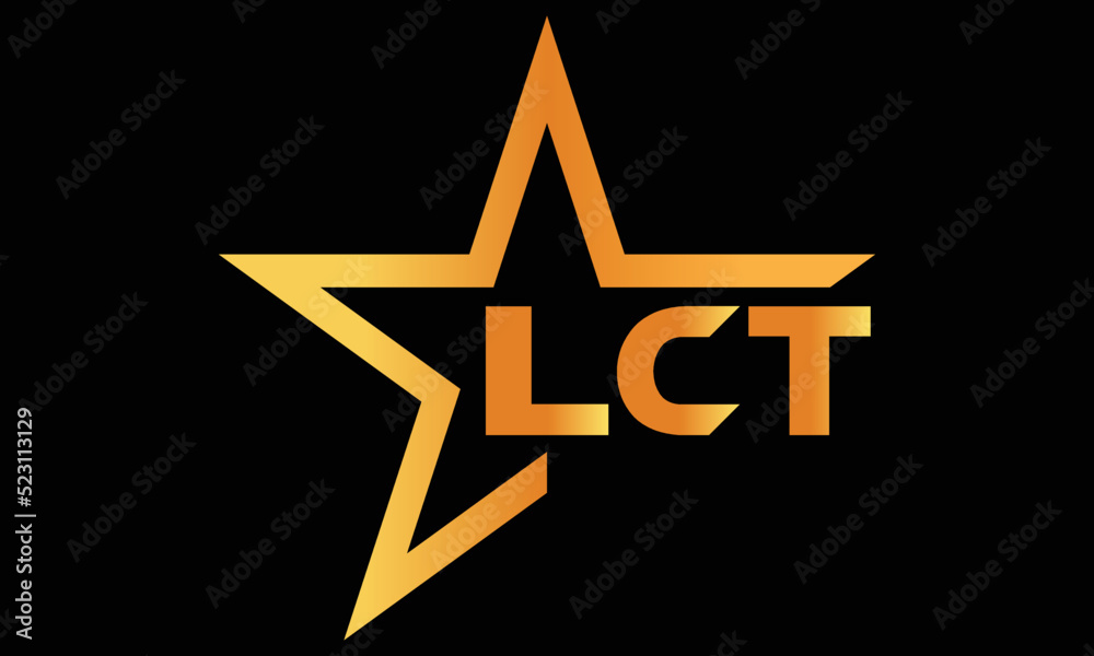Image vectorielle Stock LCT golden luxury star icon three letter logo ...
