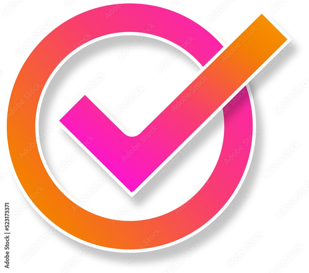 Ilustración de Stock check mark icon with circle, tick box, check list ...