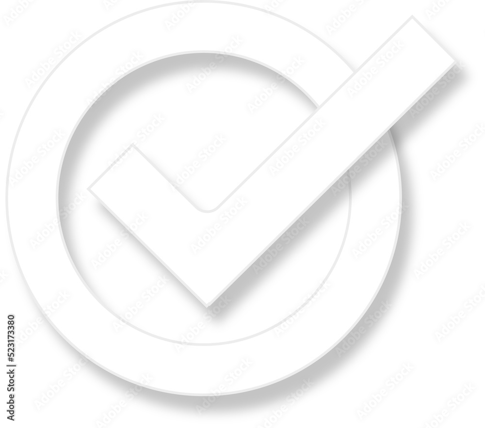 White check mark icon with circle, tick box, check list circle frame ...