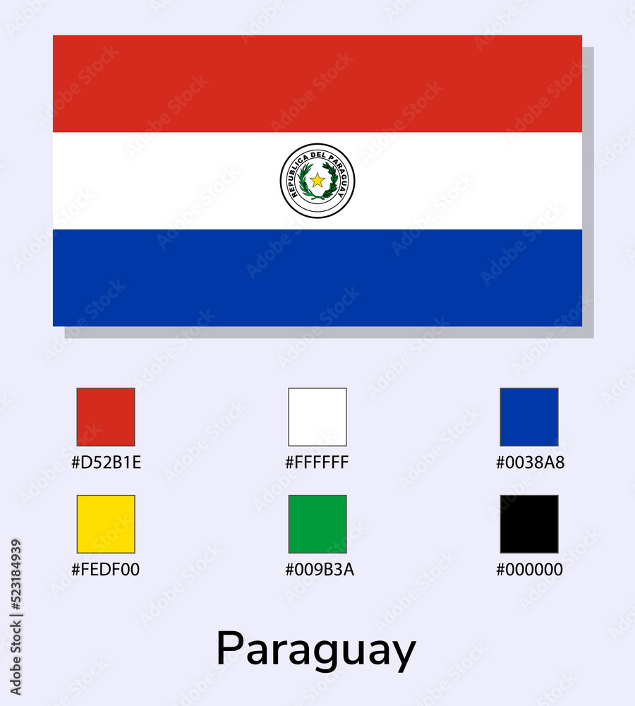 Vector Illustration of Paraguay flag isolated on light blue background ...