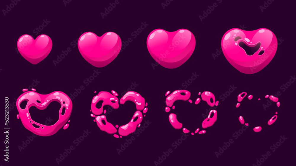 Heart sprite animation. Grow and disappear sprite sequence for like ...