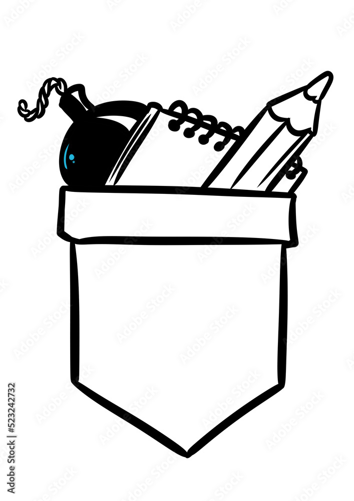 War correspondent pocket khaki notepad pencil bomb clipart cartoon ...