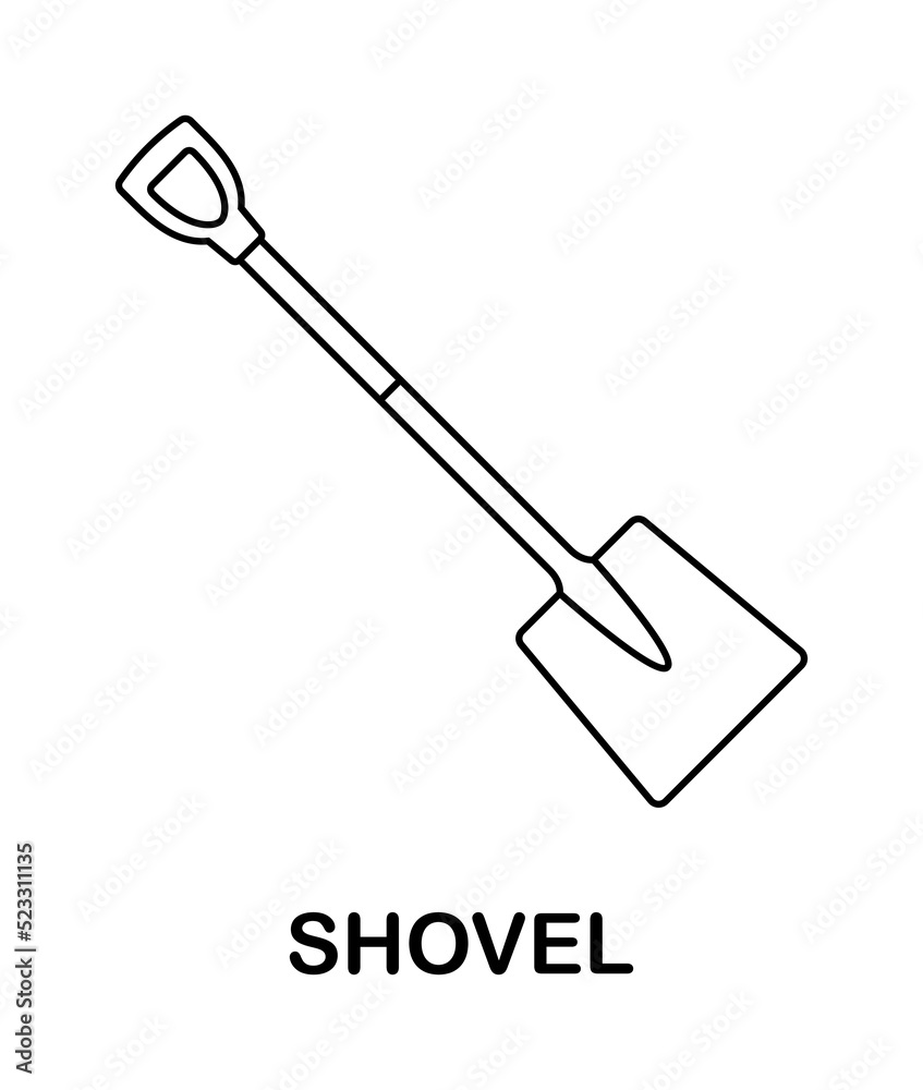 Coloring page with Shovel for kids Stock Vector | Adobe Stock