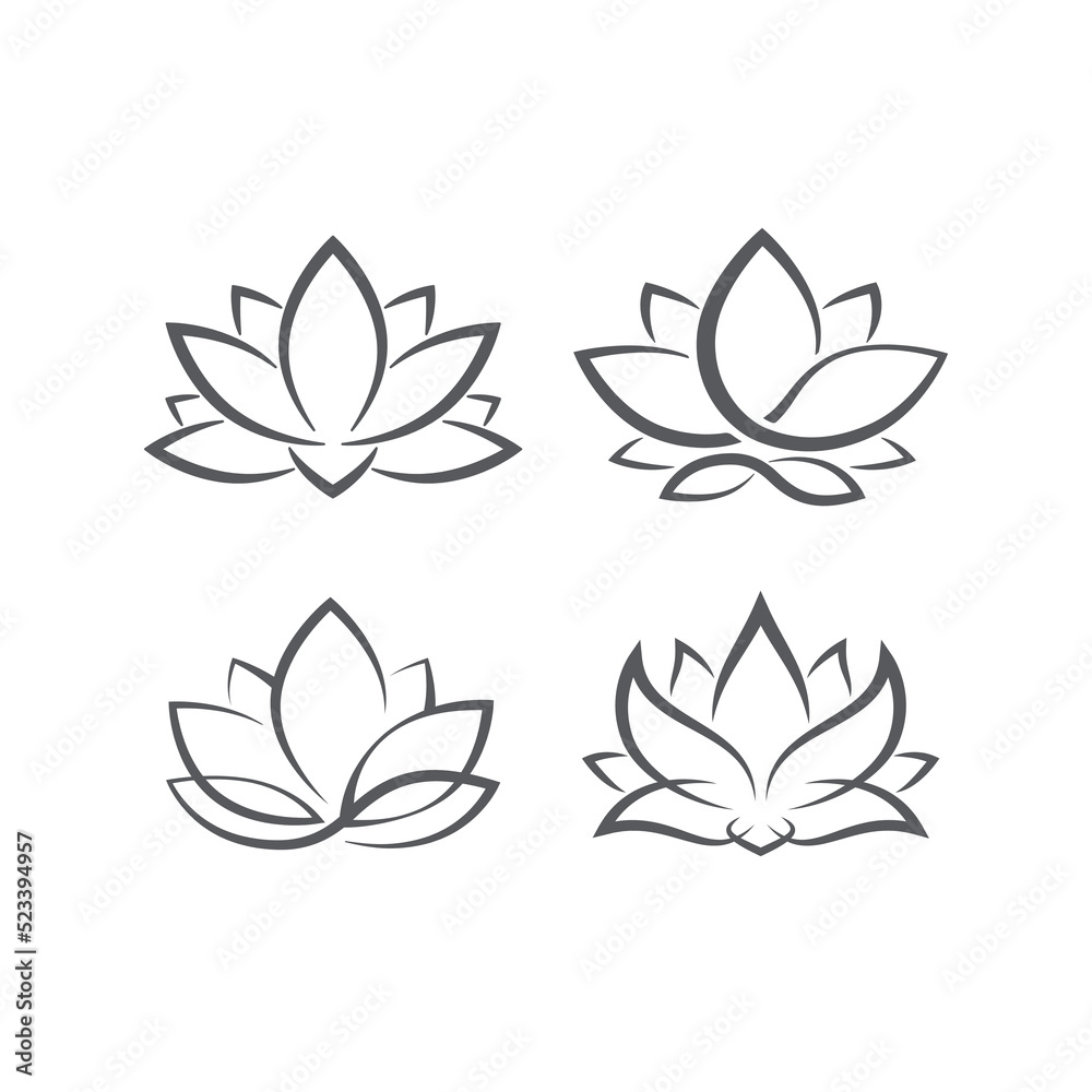 linear lotus logo templates. Vector floral linear lotus logo. Design ...