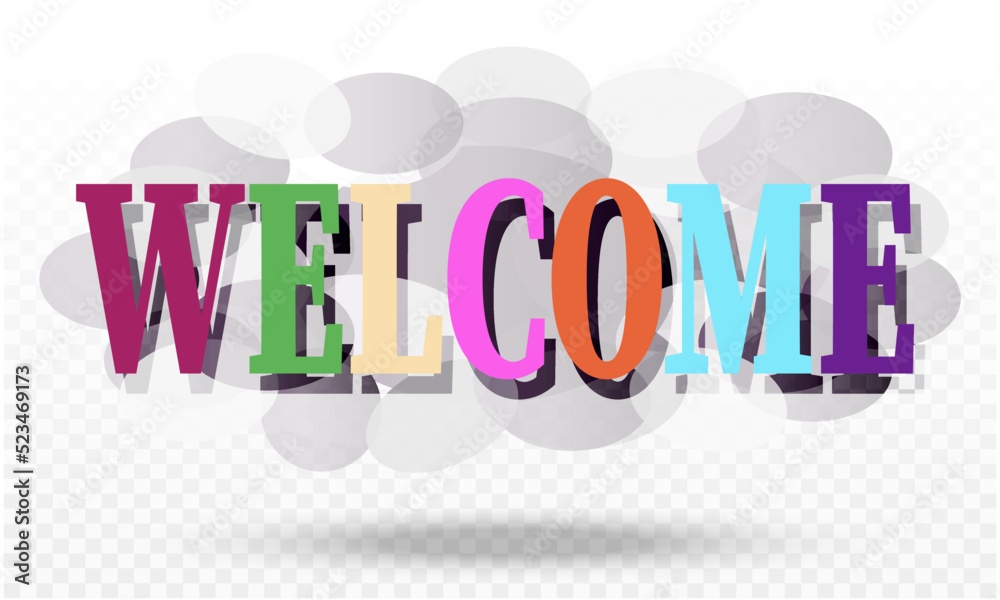 Welcome banner letters with transparent Ellipse on transparent ...