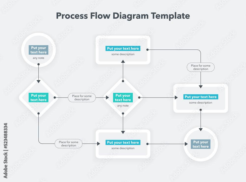 Modern looking template for process flow diagram. Simple flat template ...
