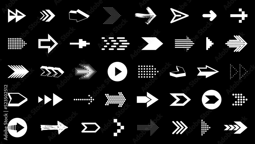 Diverse arrow cursors vector set, different shapes styles and concepts ...