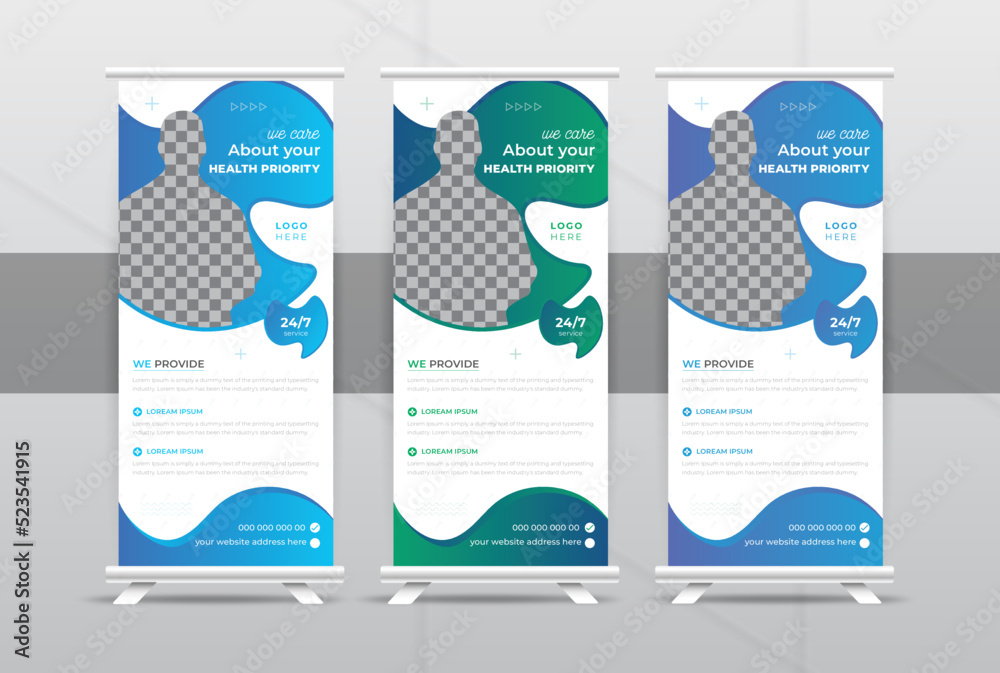 Modern Medical Healthcare X Roll Up Banner Design Template with ...
