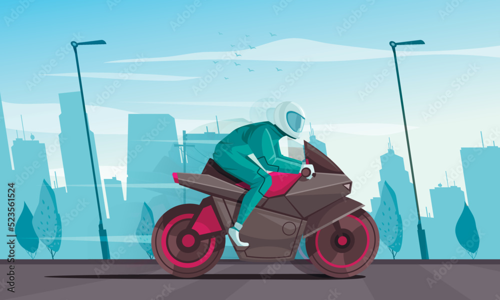 Motorcycle Cartoon Poster Stock Vector | Adobe Stock