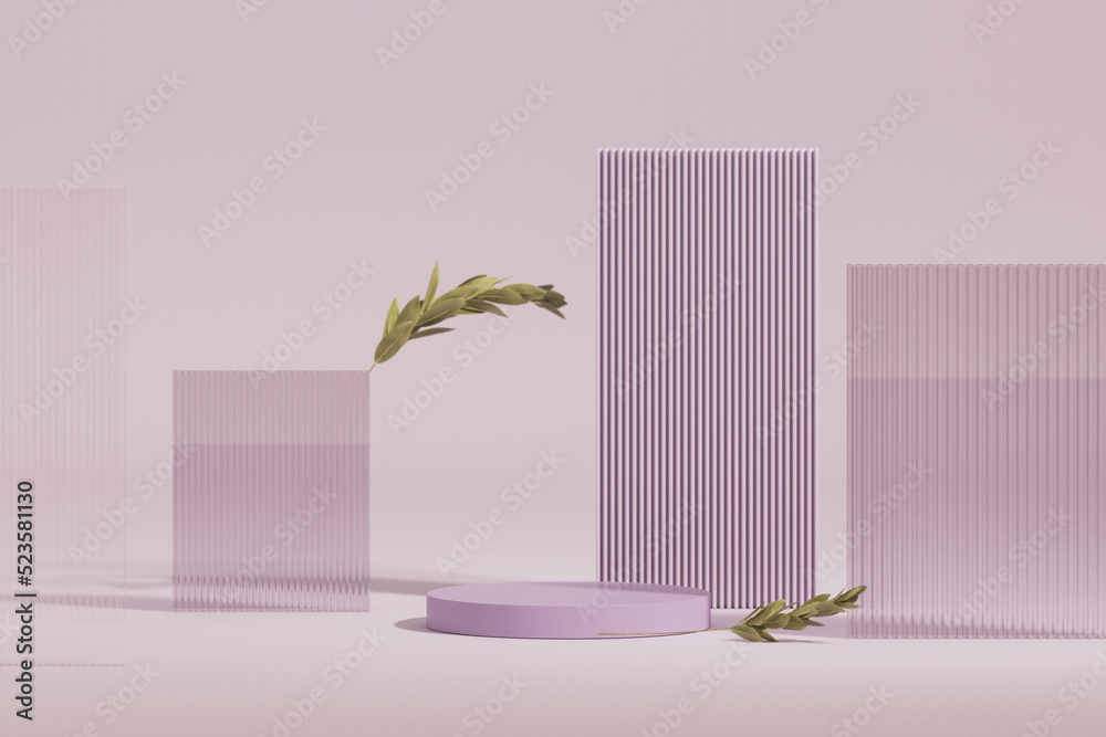 ภาพประกอบ Stock 3d background product display podium with nature leaves ...