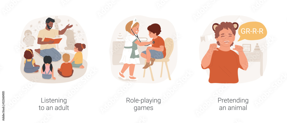Behavior therapy in autism daycare isolated cartoon vector illustration ...