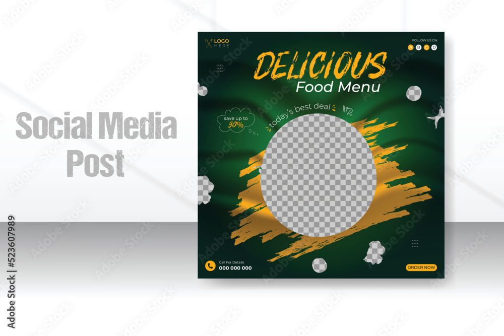 Delicious food menu social media post template, restaurant, and ...