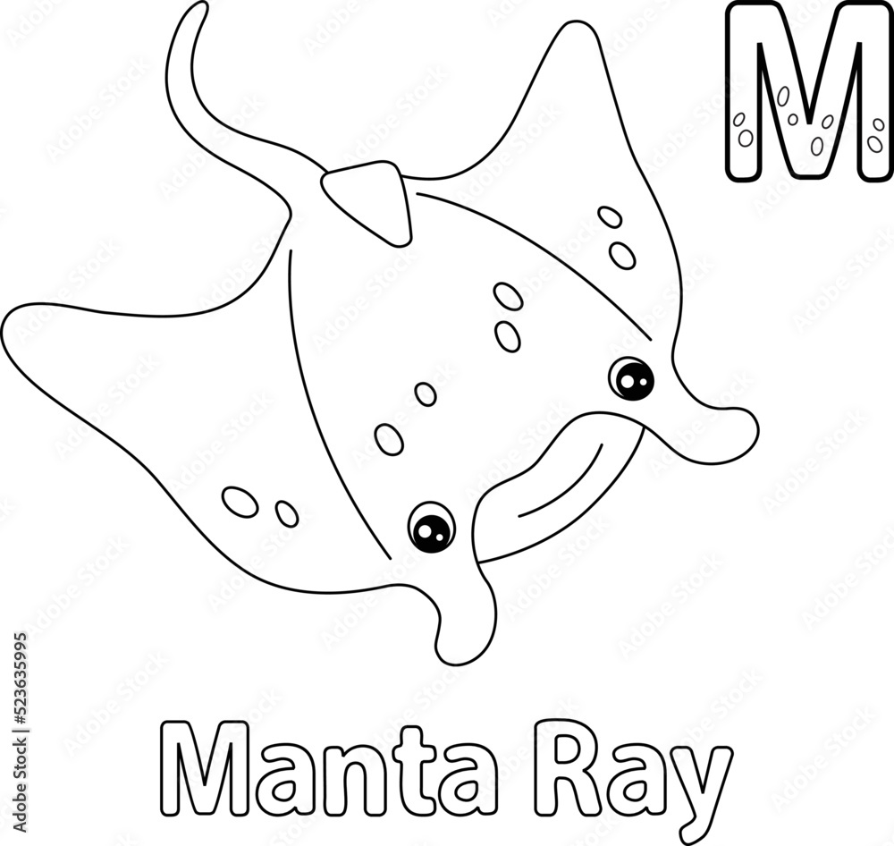 Manta Ray Alphabet ABC Coloring Page M Stock Vector | Adobe Stock