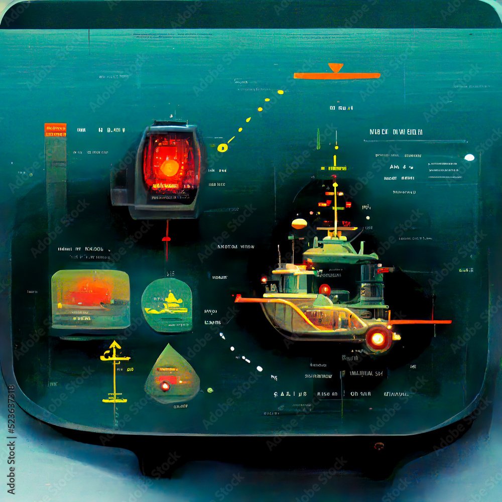 Sonar Screen For Submarines And Ships Radar Sonar With Object On Map Futuristic Hud Navigation