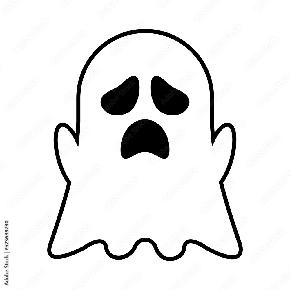Cute ghosts outline doodle cartoon illustration. Ghosts coloring book ...