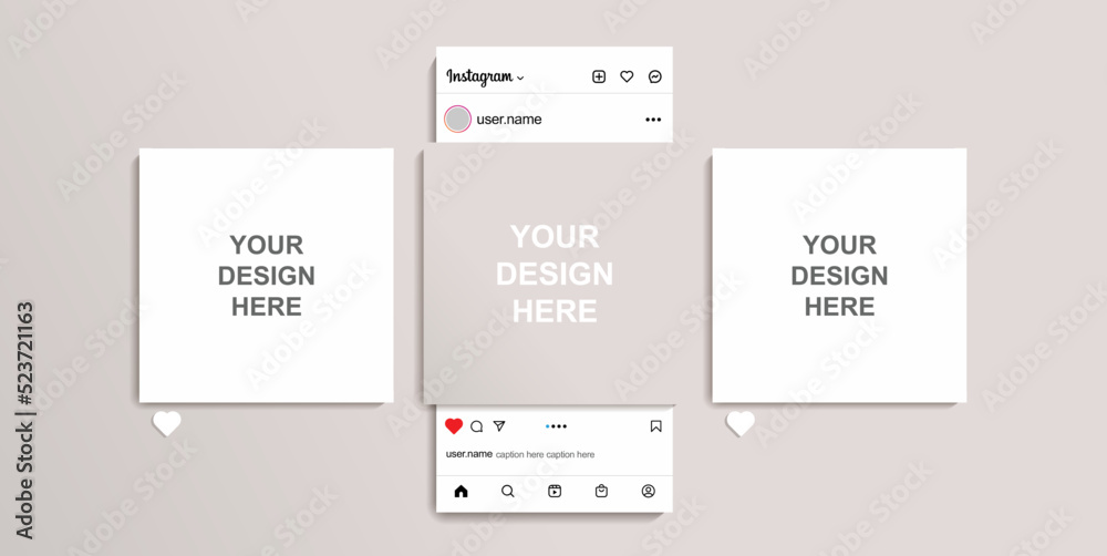instagram mockup. social media post template mock up. instagram app ...