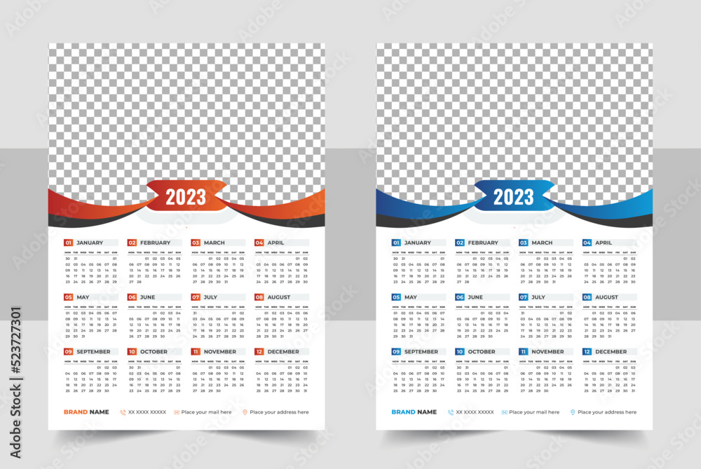 2023 Calendar Layout, wall calendar template design for 2023, , Print ...