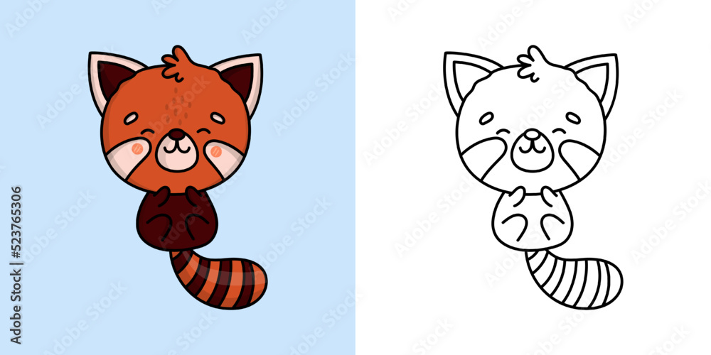 Стоковий вектор Cute Red Panda Clipart for Coloring Page and ...