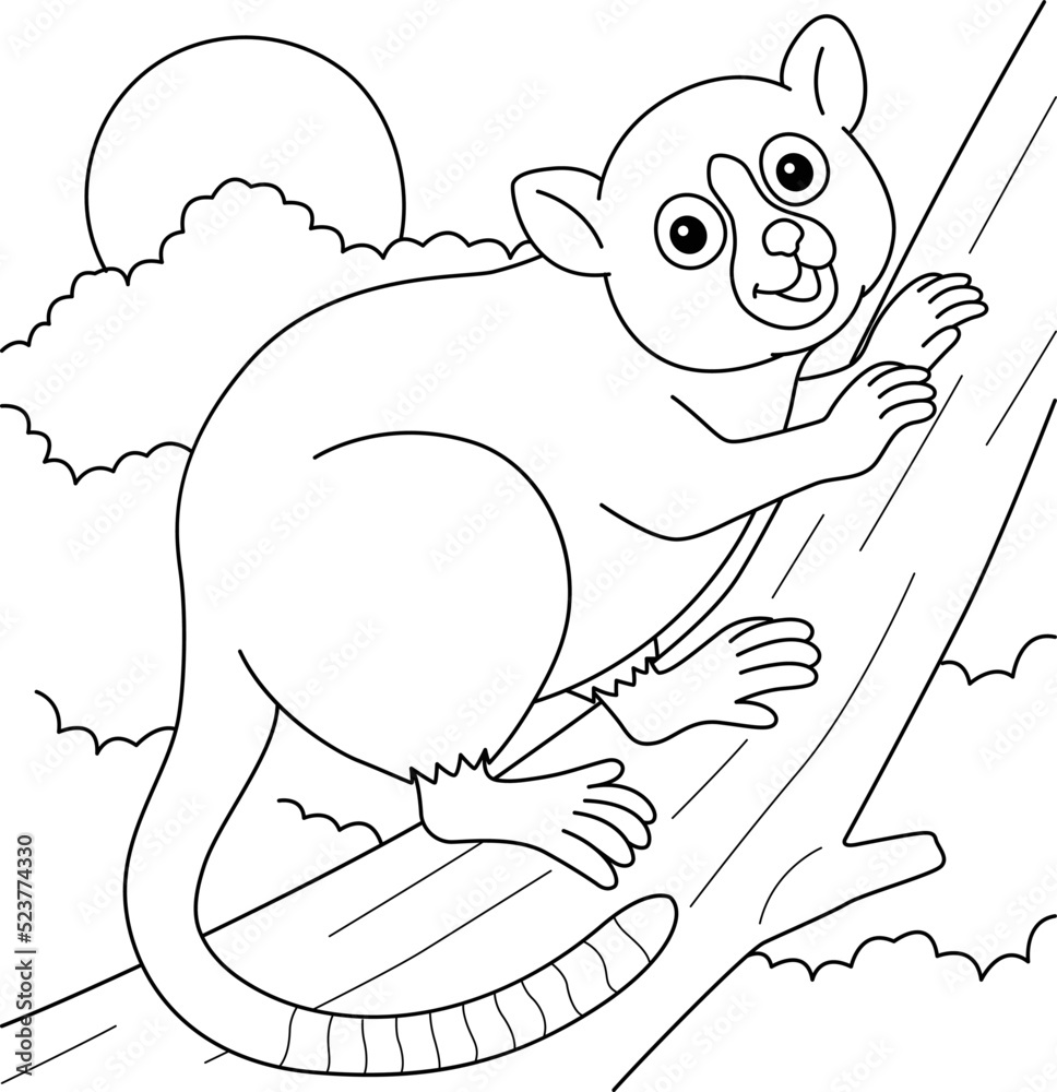 Mouse Lemur Animal Coloring Page for Kids Stock Vector | Adobe Stock