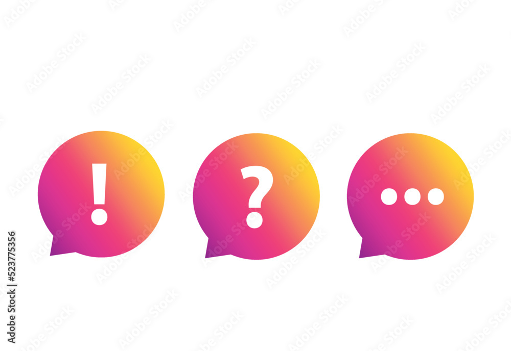 Bubble speech with three dots, exclamation mark, and question mark ...