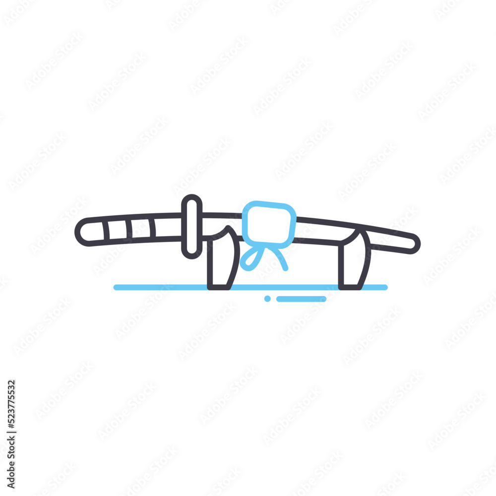 samurai sword line icon, outline symbol, vector illustration, concept ...