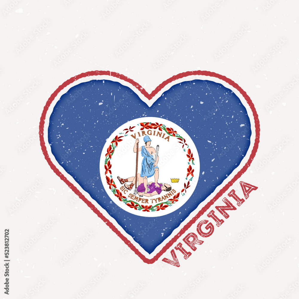 Virginia heart flag badge. Virginia logo with grunge texture. Flag of ...