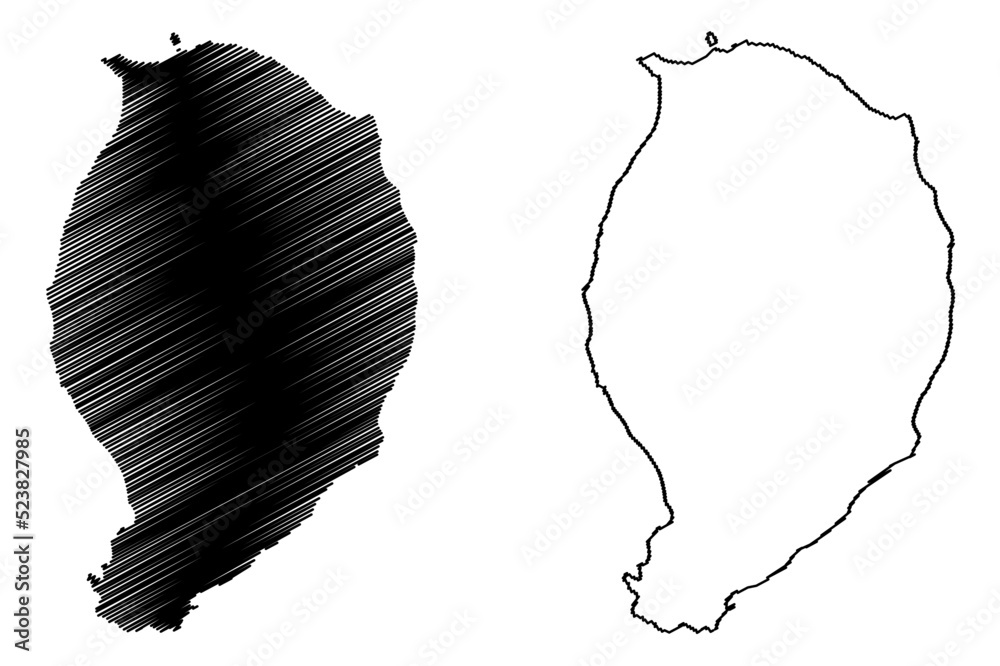 Corvo island (Azores Archipelago, Portugal, Portuguese Republic) map vector illustration ...